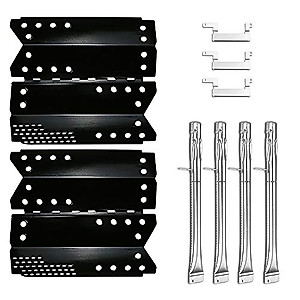 Uniflasy Grill Burners Tube Pipe Heat Plate Shield Tent and Crossover Carry Over Tube Replacement Parts Kit for Stok SGP4330SB SGP4331 SGP4130N, Stok Quattro 4 Burner Grills