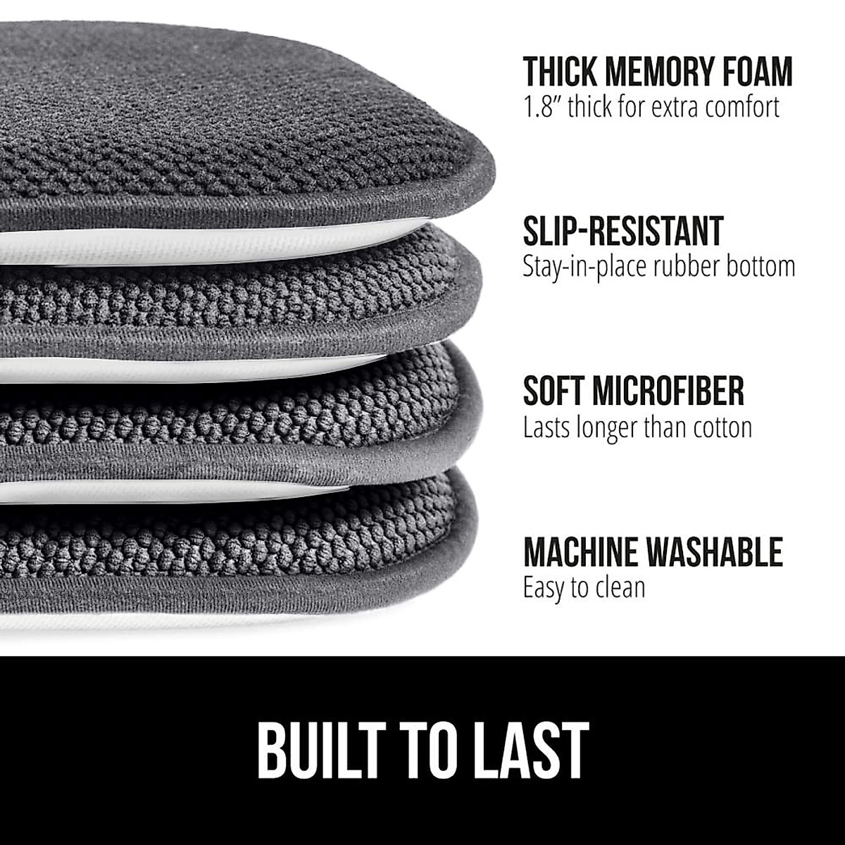 Gorilla Grip Antifatigue Mat Set of 2 and Chair Pads Set of 2, Antifatigue Mats Size 17x48 and 17x24, Supportive Memory Foam, Chair Cushion Size 16x16, Microfiber, Both in Gray, 2 Item Bundle