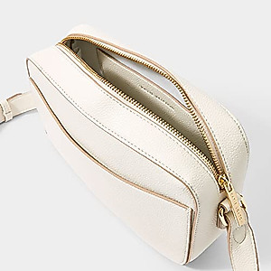 KATIE LOXTON Cara Womens Soft Pebble Vegan Leather Adjustable Strap Crossbody Handbag Satchel Purse Off White