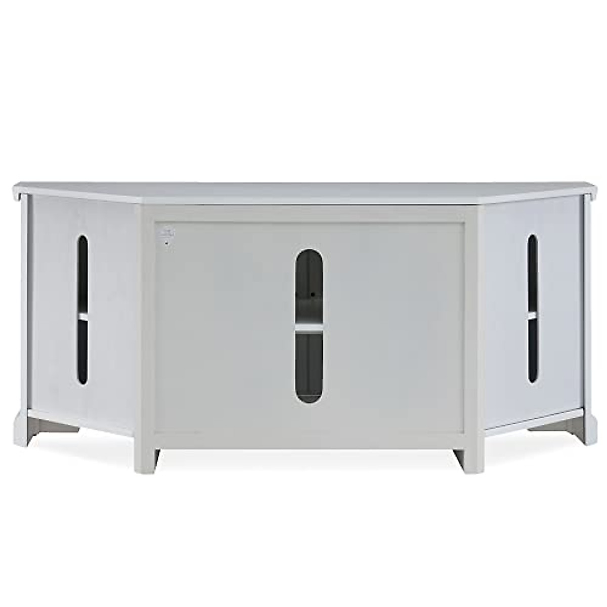 Leick Home Mateo Solid Wood Corner TV Stand for TVs up to 65", 4 Door Entertainment Center, White, Living Room Storage, 85386