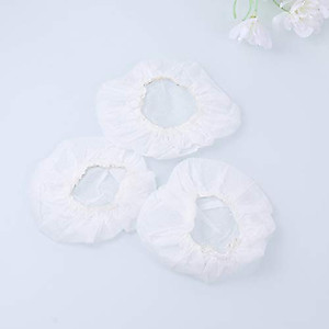 generic Headphone Covers 100pcs Disposable Non- Woven Headset Ear Covers- Stretchable Sanitary Replacement Earpads Covers- White