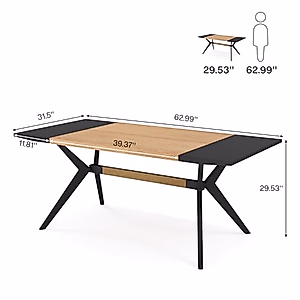 LITTLE TREE 63" W Executive Desk, Extra Sturdy Thickened Wooden Workstation Study Desk Computer Desk Large Home Office Writing Desk for Home Office