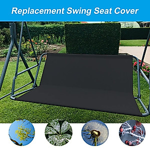 JEWELTH Replacement Swing Seat Cover, 600D Oxford Cloth Waterproof 2/3 Seat Patio Swing Seat Replacement Covers for Outdoor Porch Garden Yard Swings (Black/45.27’’x18.89’’x18.89’’)
