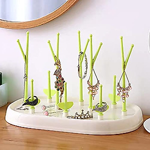 Gorgerous Baby Bottle Drying Rack with Tray Detachable Draining Rack Water Cup Rack Storage High Capacity Bottle Dryer Holder for Bottles,Teats,Cups,Pump Parts and Accessories (Pink with Cover)