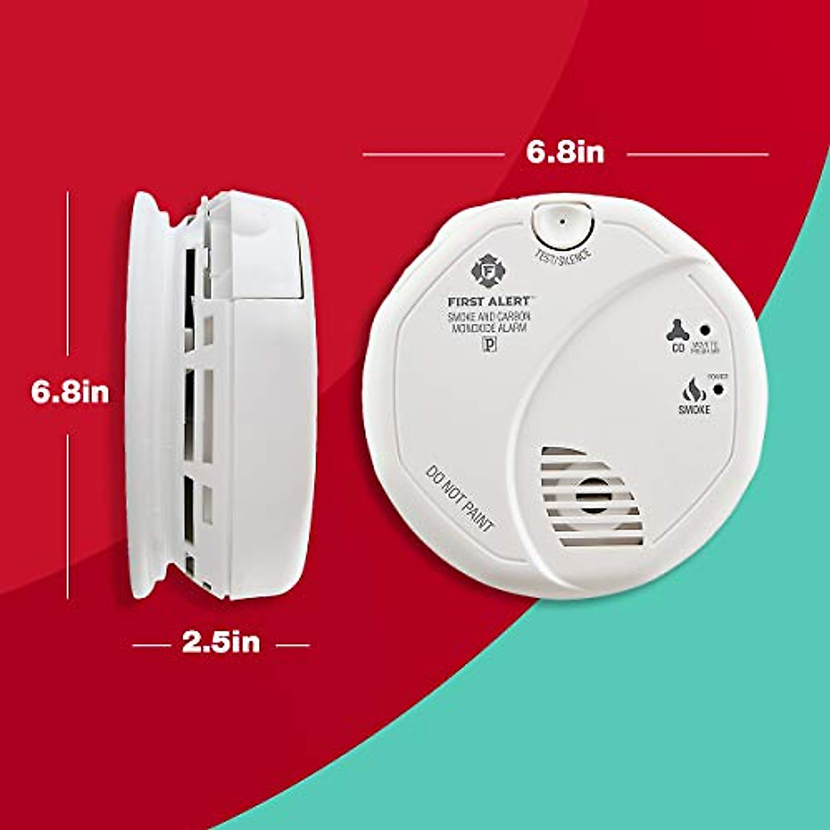 First Alert Powered Alarm SCO5CN Combination Smoke and Carbon Monoxide Detector, Battery Operated, 1 Pack, White