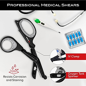 MotivatEM Trauma Shears for Doctors, Nurses, Paramedics, EMTs – 7.5” Rubberized Bandage Scissors for Easy Grip - Trauma Shears for Nurses and First Aid Box – Stainless Steel First Aid Scissors