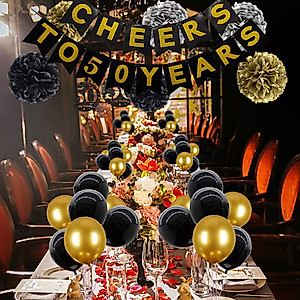 50th Birthday Decorations for Men Cheers to 50 Years Birthday Decorations Black and Gold 50th Birthday Banner for Men 50 Birthday Decorations for Men