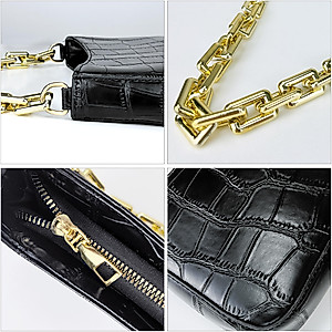 VODIU Classic Clutch Purse Shoulder Handbag Trendy Crocodile Chain Bag Underarm Bags with Zipper for Women