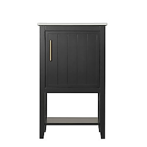20" Bathroom Vanity Cabinet with Ceramic Sink Top Set, Freestanding, Two-Tier Storage Rack, Soft Closing Door, Black