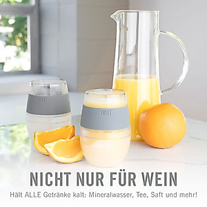 Host Wine Freeze Cup Set of 2 - Plastic Double Wall Insulated Wine Cooling Freezable Drink Vacuum Cup with Freezing Gel, Wine Glasses for Red and White Wine, 8.5 oz Marble - Gift Essentials