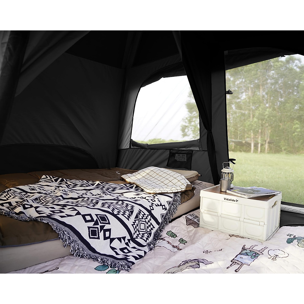 Vidalido 4-6 Person Camping Tent with 3 Door 2 Room Large Family Cabin Tents, Double Layer Waterproof Portable Glamping Tent, Big Tents for Outdoor Camping Hiking and Backpacking