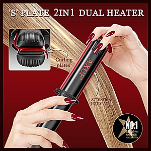 AXUF Mini Dual Deluxe Styler,Mini Flat Iron Add Straighten & Curls Hair Straightener, 3/4 Inch Travel Flat Iron for Short Hair, Curls Bangs