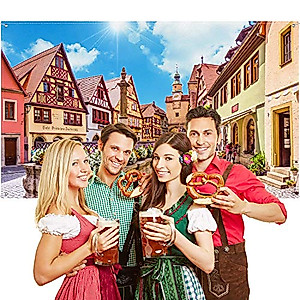 in The Style of Oktoberfest Festival Decorations, Extra Large Bavarian Street Scenery Sign Poster Festival Background Banner Photo Booth Backdrop with Rope Festival Party Supplies, 70.8 x 43.3 Inch()