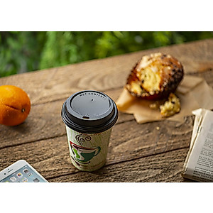 PaperMade Black Disposable Coffee Cup Lids (1000 Lids) - Resealable Dome Lids For Hot Or Cold Beverage Cups, 1 Case Fits Most 10 oz, 12oz, 16oz, 20oz Cups | Perfect For Travel, Coffee Shops & Take Out