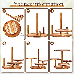 4 Tier Cupcake Tower Stand Rustic Farmhouse Wood Cake Stand Wooden Serving Cupcake Holder Cup Cake Tier Stand for Wedding Tea Party Birthday Graduation Baby Shower Dessert Display (Round)