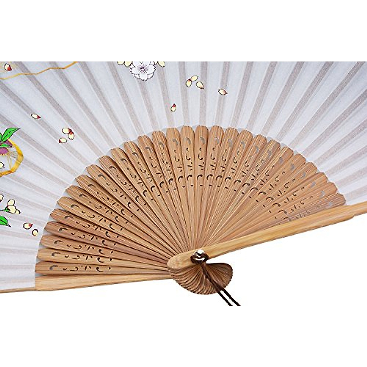 Amajiji® Chinese Japanese Folding Hand Fan for Women,Vintage Retro Style 8.27" (21CM) Bamboo Wood Silk Hand Fans (CL-04)