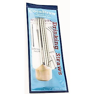 4 Spoon Straws Stirrer Stainless Steel 4 Pack + Cleaning Brush Drinking Straws Metal Reuseable Drinking Mixing Cocktail Eco Friendly Green