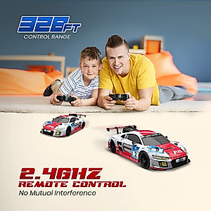 Remote Control Car, RC Cars for Kids, 1: 14 Officially Licensed Audi R8 LMS GT3, 80 Min Play Toy Car with Rear Fog Stream LED Lights Music, Hobby Toy Car Model Vehicle for Boys, Girls, Adults Gift