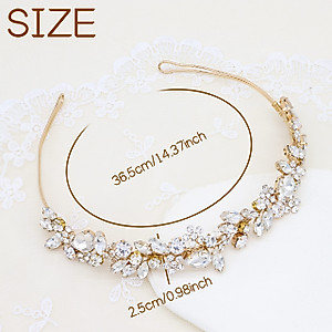 Oriamour Crystal Wedding Headbands Handmade Bridal Headpieces For Bride Flower Girl Wedding Hair Accessories For Bridesmaids Prom Party (Gold)