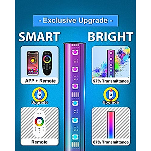 TACAHE Smart Corner Floor Lamp - Advanced Version, APP & Remote Control - Multi Lamp Pattern Sync - Transparent Lampshade with Ultra Brightness, Mood Light for Studio, Gaming Setup - 20W, Black