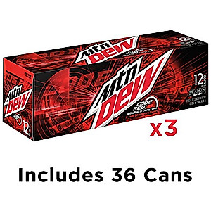 Mountain Dew Code Red Soda, Fridge Pack Bundle, 12 fl oz, 36 Cans