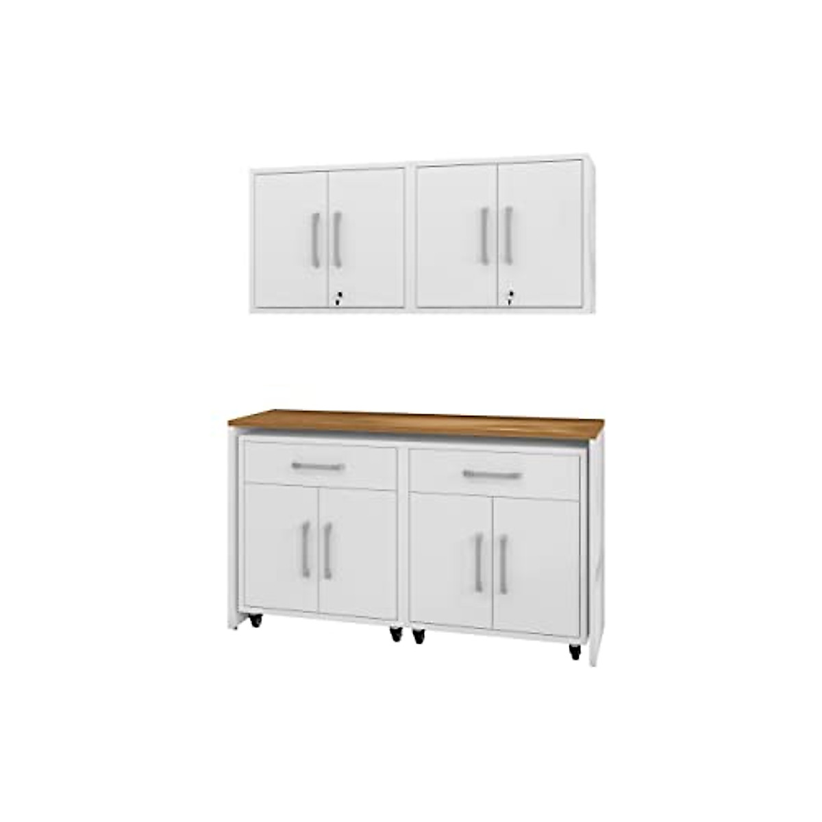 Manhattan Comfort Eiffel 5-Piece Garage Storage Set in White