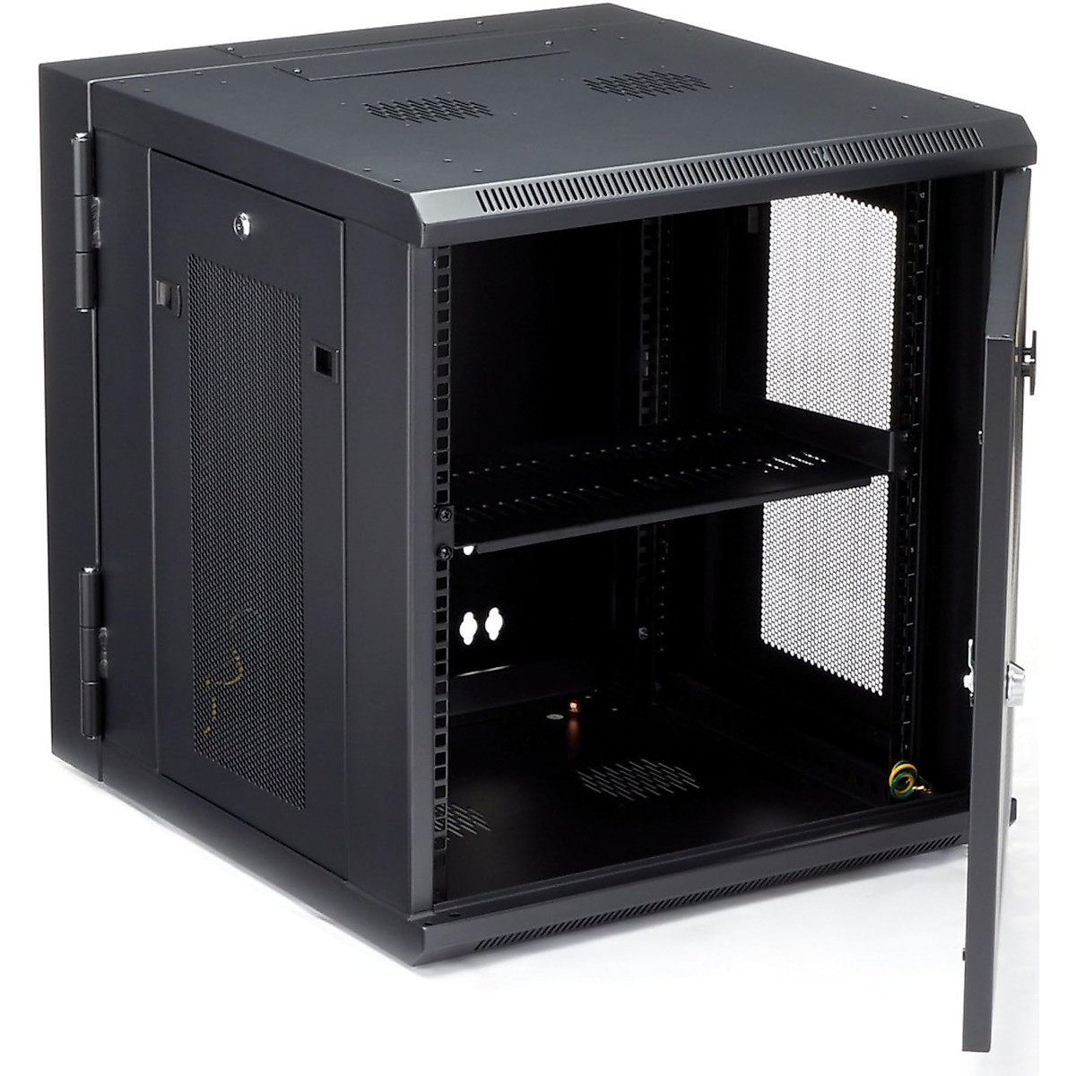 StarTech.com 4-Post 12U Wall Mount Network Cabinet with 1U Shelf, 19in Wall-Mounted Server Rack, Up to 20in Mounting Depth