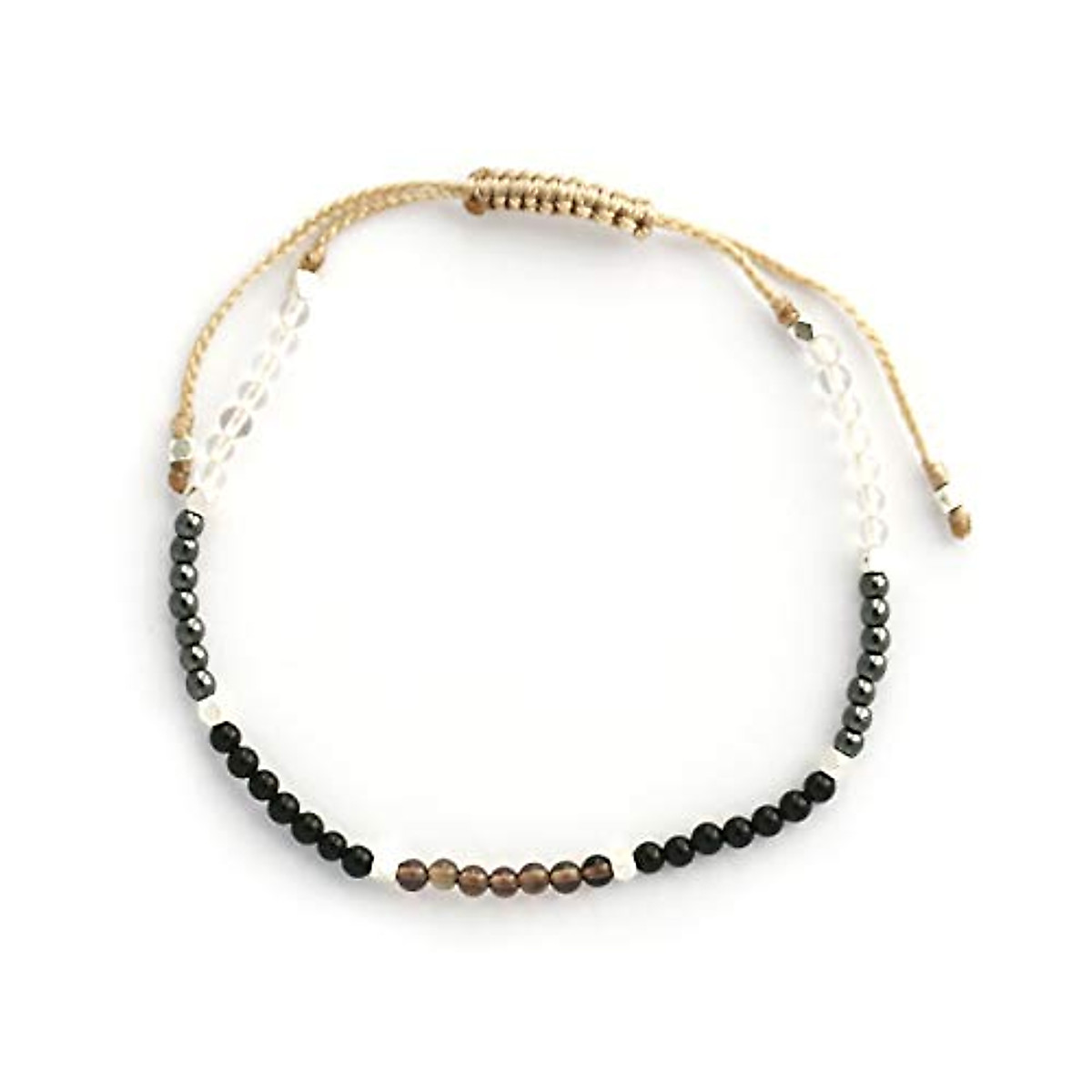 BALIPURA - Healing Bracelet for Women - Healing Crystals, Black Tourmaline- Grounding Hematite Bracelet- Crystals Bracelet And Healing Stones - Smoky Quartz - 2mm Small Bead Bracelets