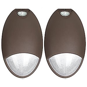 LED Emergency Wall Pack with Battery Backup and Photocell, Commercial Grade Outdoor LED Emergency Wallpack, 12W 100-277VAC UL-924 Fire Resistant IP65 Wet Location, Dark Bronze UL Listed