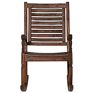 Walker Edison Montego Traditional Acacia Wood Slat Back Patio Rocking Chair, 42 Inch, Dark Brown