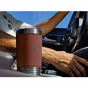 LaserGram 20oz Vacuum Insulated Tumbler Mug, Veterinarian, Personalized Engraving Included (Faux Leather, Dark Brown)