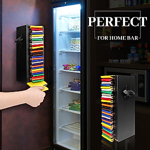 CRAKTH Metal Can Cooler Holder with Bottle Opener Wall Mount Compatible with Standard can cooler, Beer Can Sleeves Organizer and Dispenser, 12"