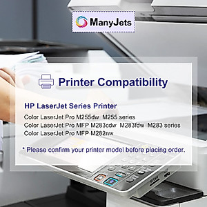 ManyJets 206A Compatible Toner Cartridge Replacement for HP 206A W2110A 206X W2110X Black Work with HP Laserjet Pro M283fdw M255dw M283cdw M282nw Printer (NO CHIP,Black,2-Pack)