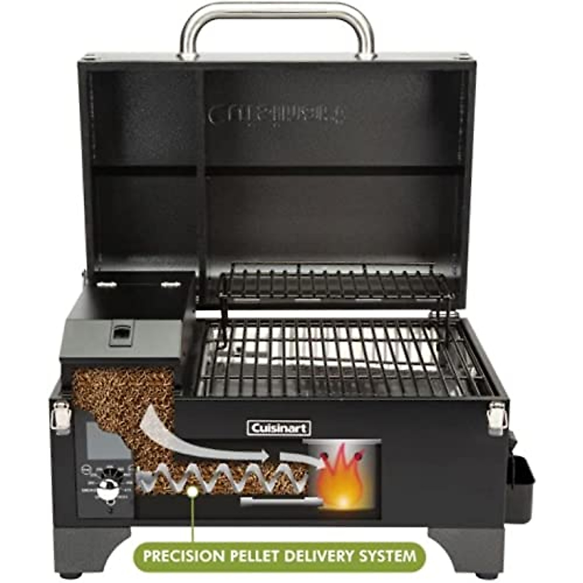 Cuisinart CPG-256 Portable Wood Pellet Grill and Smoker, Black and Dark Gray