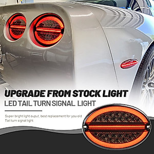 NJSBYL Corvette LED Tail Turn Signal Light Assembly For Chevy C5 1997 1998 1999 2000 2001 2002 2003 2004 Corvette C5 Smoked Lens Rear Bumper Left Right Side Taillights Driving Running Brake Lamps