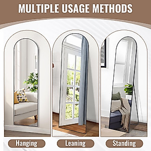 NEWBULIG 59"x16" Full Length Floor Mirror,Wall Mounted Mirror Hanging or Leaning, Arched Floor Mirror for Living Room Cloakroom,Black-Arched