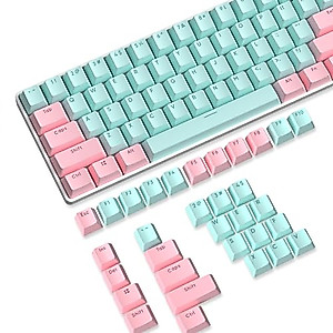 117 Key Custom PBT Keycap Set Double Shot OEM Profile for 61/68/87/98/100/104Key Compact 60% and Full Size GMMK Cherry MX Gateron Kailh Cross Type Switch US Layout Mechanical Keyboard DIY(Pink Blue)