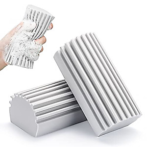 2-Pack Damp Clean Duster Sponge, Magic Cleaning Sponge Baseboard Cleaner Duster Sponge Tool, Dusters for Cleaning Baseboards, Vents, Mirrors, Ceiling Fan & Cobweb, No Dust Flying and Spreading…