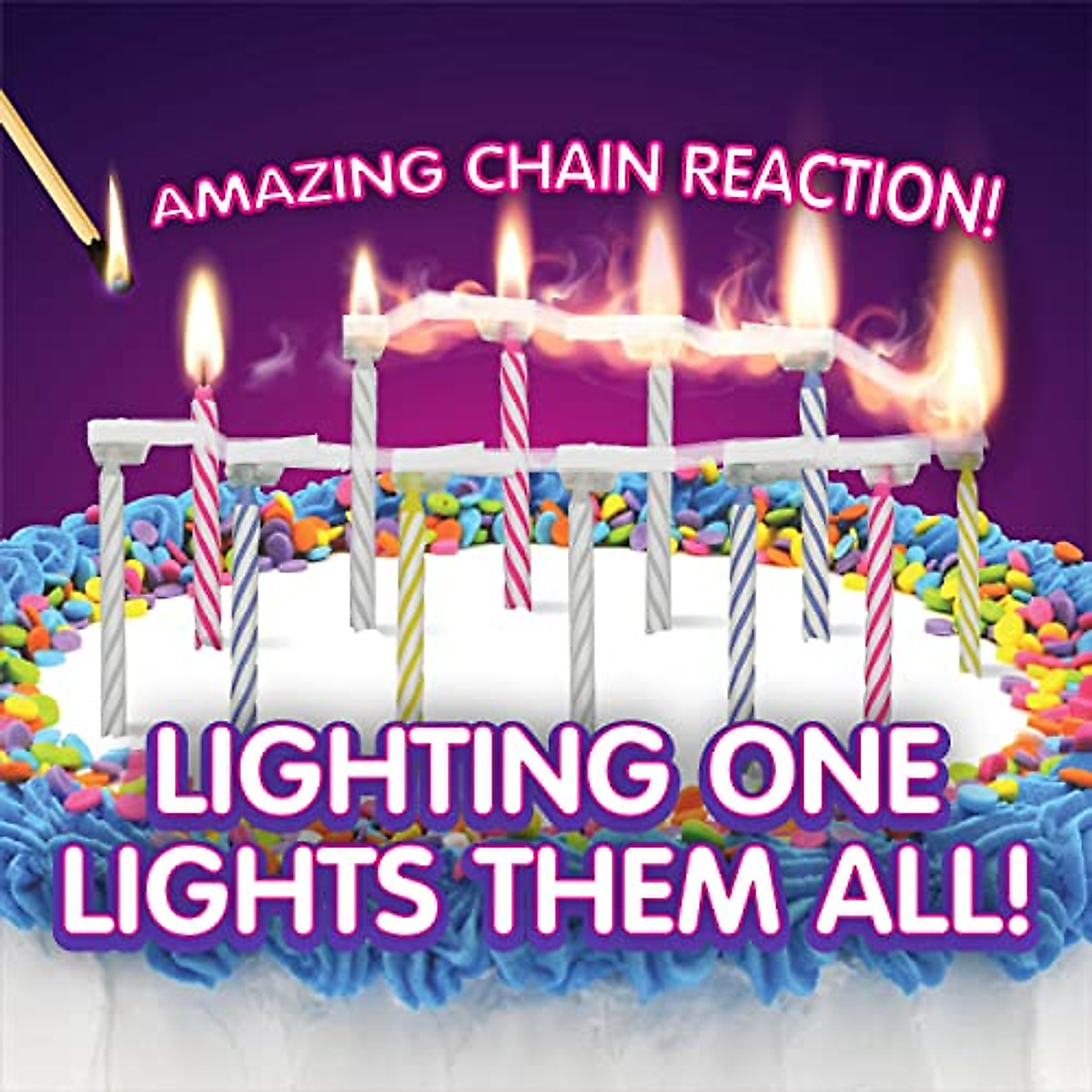 BEST PARTY EVER! Quick Light Birthday Candles - Amazing Chain Reaction - Lighting One Candle Lights Them All - Multi-Color - Great for Birthdays and More - 4-Pack (48 Candles)