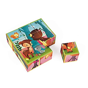 Janod Kubkid - 9 Blocks - Forest Animals Puzzle, One Color