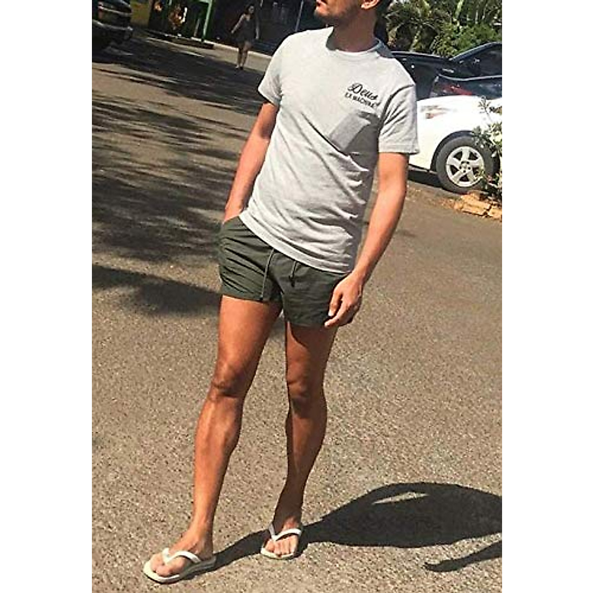 EVERWORTH Men's Bodybuilding Gym Shorts Lightweight Workout Running Short Fitted Quick Dry Lifting Shorts with Zipper Pockets Green XL