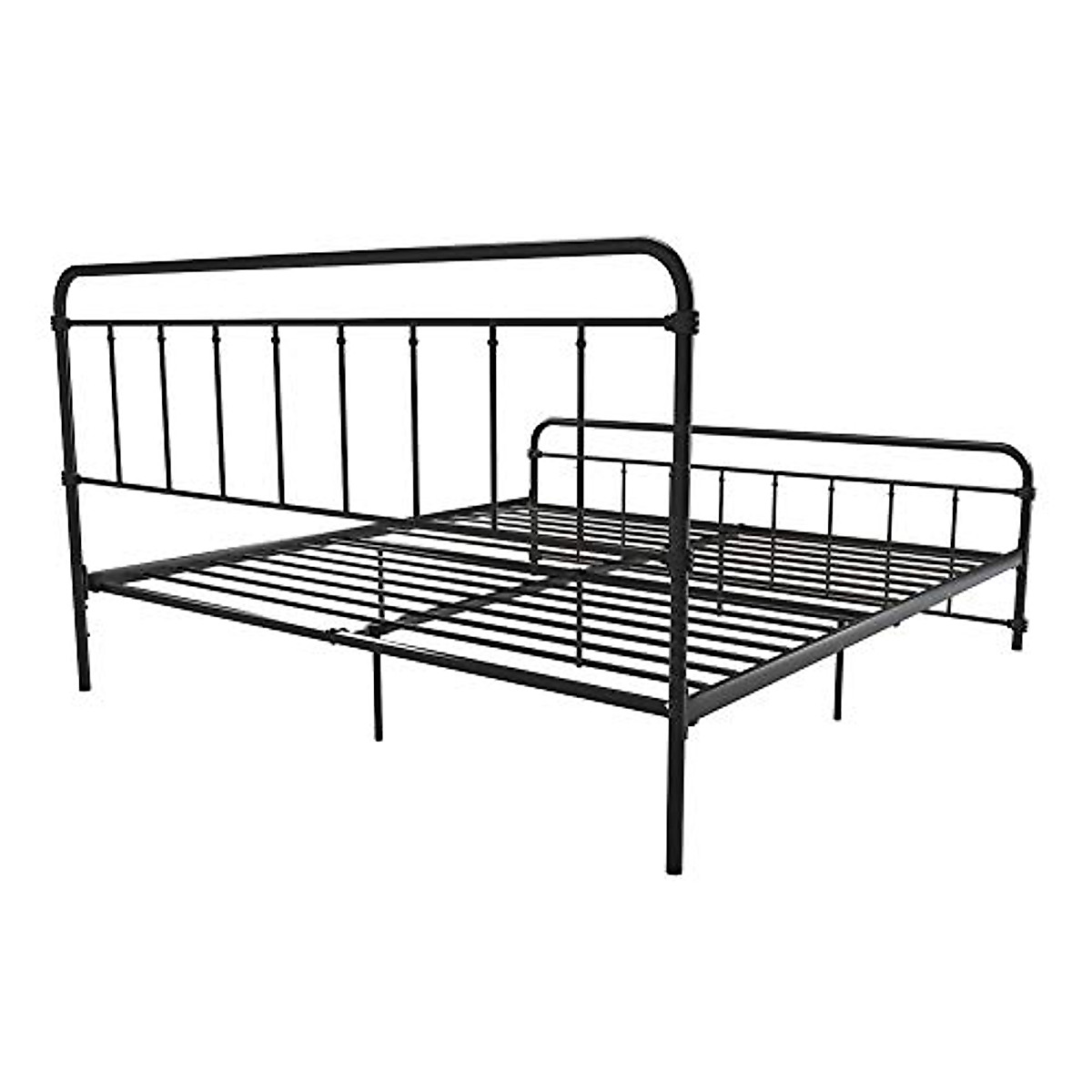 DHP Winston Metal Platform Bed with Rustic Design and Curved Edge Headboard and Footboard, Adjustable Base Height for Underbed Storage, No Box Spring Needed, King, Black