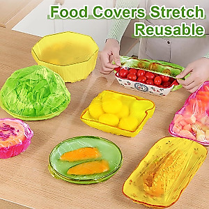 Elastic Food Storage Covers Reusable Stretch Plastic Wrap Bowl Covers Elastic Alternative to Foil for Family Outdoor Picnic 3 Size (60)