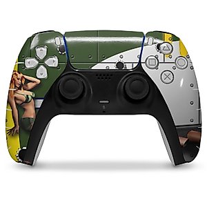 WraptorSkinz Skin Wrap compatible with Sony PS5 DualSense Controller WWII Bomber War Plane Pin Up Girl (CONTROLLER NOT INCLUDED)