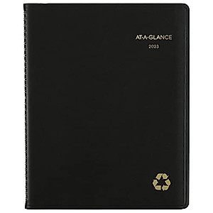 AT-A-GLANCE 2023 Weekly & Monthly Planner, Quarter-Hourly Appointment Book, 8-1/4" x 11", Large, Recycled, Black (70950G05)