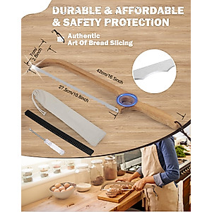 WENNXI Sourdough Bread Knife, 16" Wooden Serrated Bread Slicer Gift for Friends Fiddle Bow Design Easy to Cutting, Sourdough Cutter for Homemade - Premium Stainless Steel