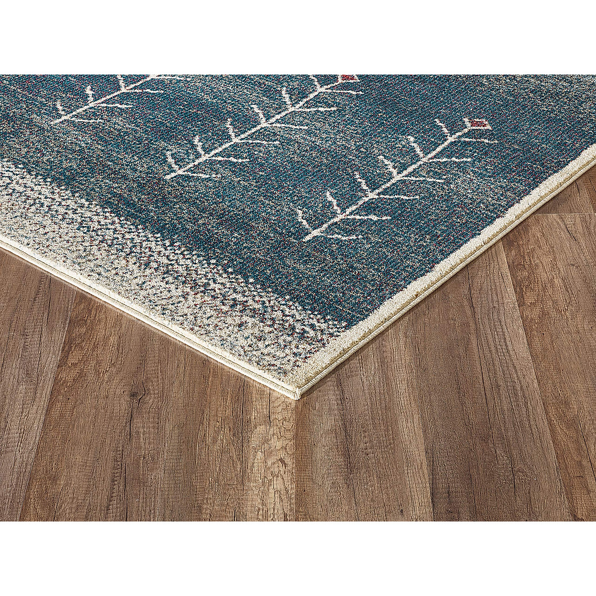 Abani Southwestern Distressed Vintage Style Area Rug, Mesa Collection - Blue & Beige Plant Stalk Design 4' x 6' Accent Rug Rugs