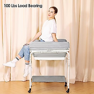 2-in-1 Baby Changing Table, Diaper Changing Station with Safety Belt，Portable Diaper Changing Table Height Adjustable Baby Changing Station for Infant and Newborn