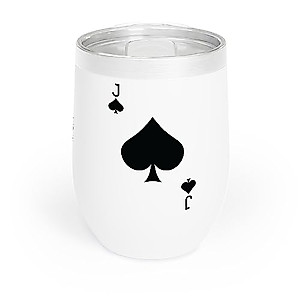 Zaman Hassan Jack of Spades Deck of Cards Halloween Costume Chill Wine Tumbler For Men (12 oz, White)