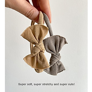 Cherssy Newborn Headbands and Hair Bows, 10pcs Super Soft Nylon Hairbands for Baby Girls